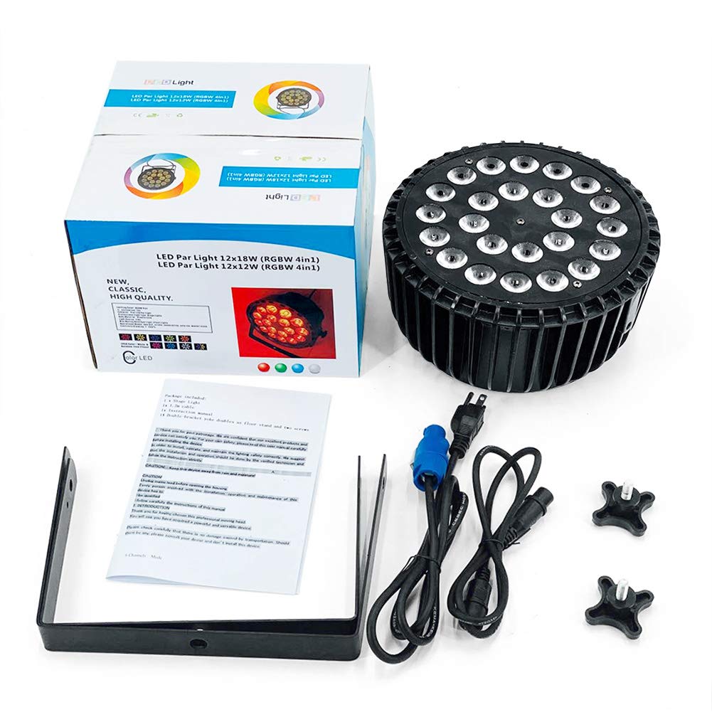 LED Par Lights Stage Lights 24LEDs 432Watts 6in1 RGBWA UV Par Lights Strict Testing Uplights with Sound Activated DMX512 Control Bright DJ Par Light for Stage Party Club Disco Wedding Events