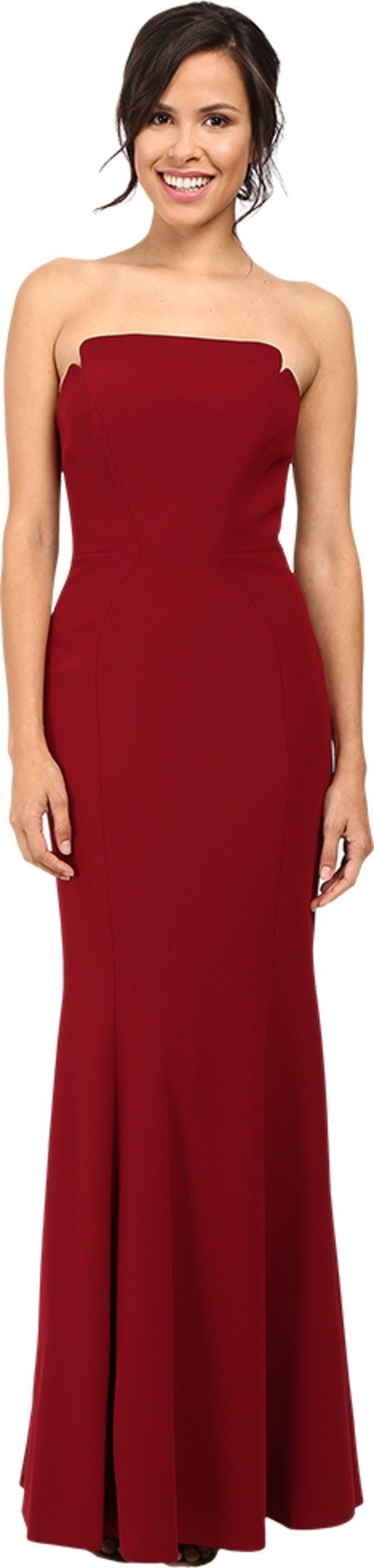 Jill Stuart Women's Notch Crepe Trumpet Gown (10, Currant)