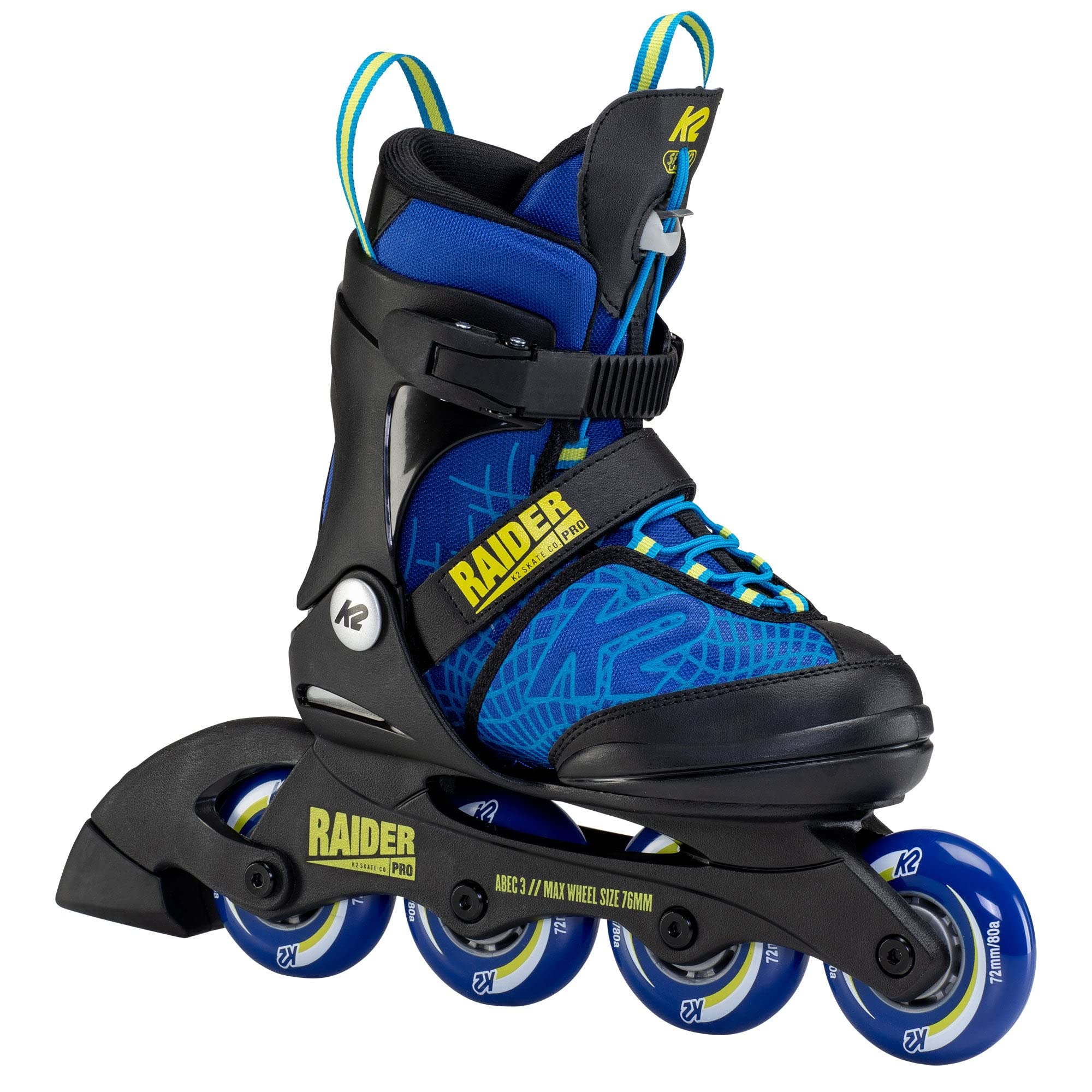 K2 Raider Pro Boys Adjustable Inline Skates Blue/Yellow 1-5