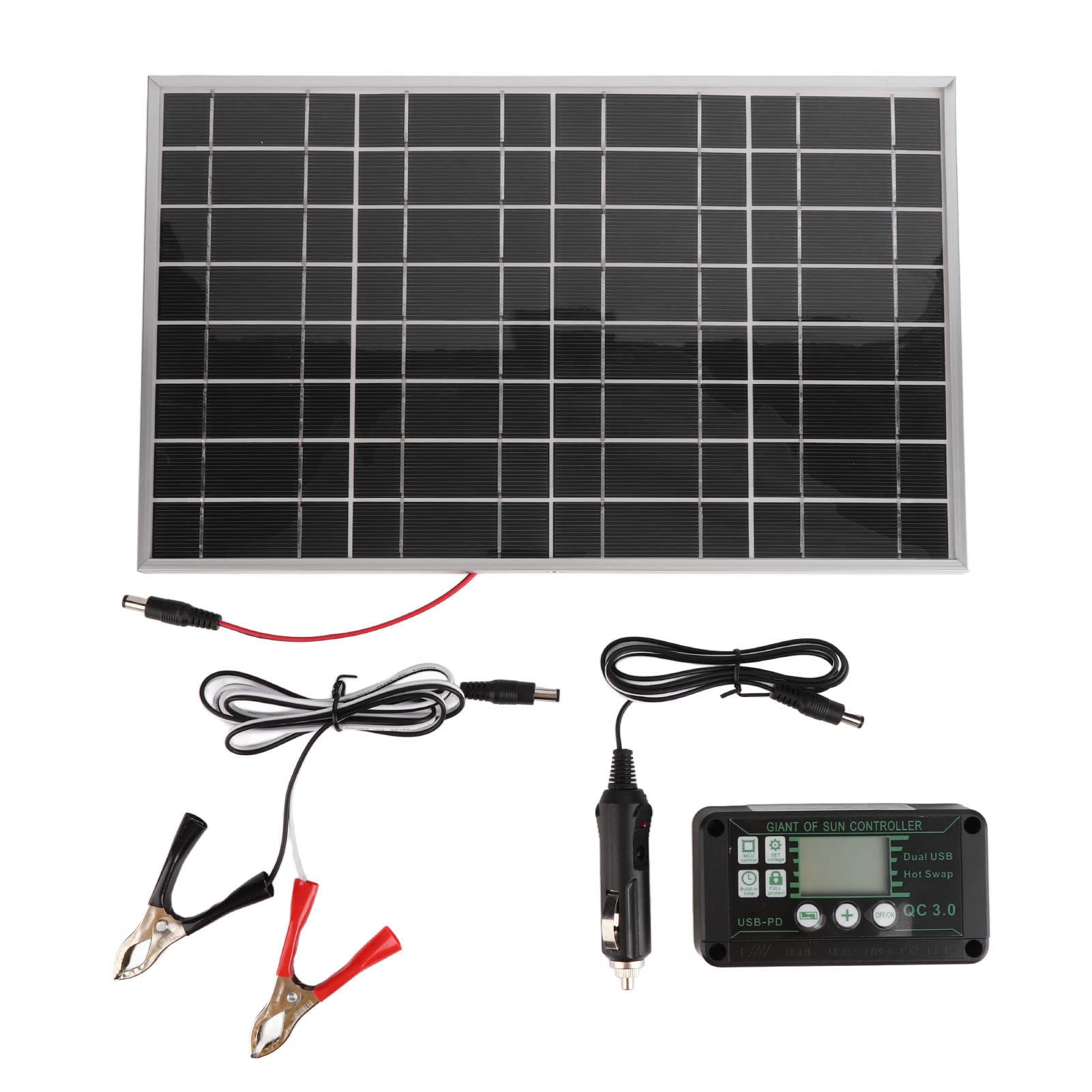 KENANLAN 30W Solar Panel Kit, Polycrystalline Silicon Solar Charge Panel with 40A Controller for Car RV Marine Boat