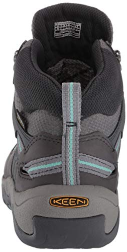 KEEN Women's Steens Mid Height Leather Waterproof Hiking Boots, Steel Grey/Ocean Wave, 11