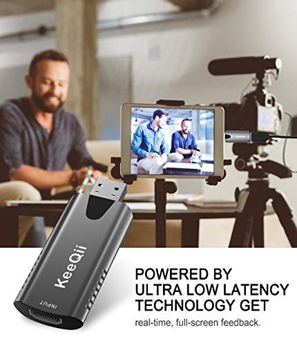 KeeQii HDMI Capture Card, Full HD 1080P Live Stream and Record Video Capture Card, Compatible with PS4, Switch, Xbox, Camcorder, Action Cam, HDMI to USB 2.0 Game Capture Card