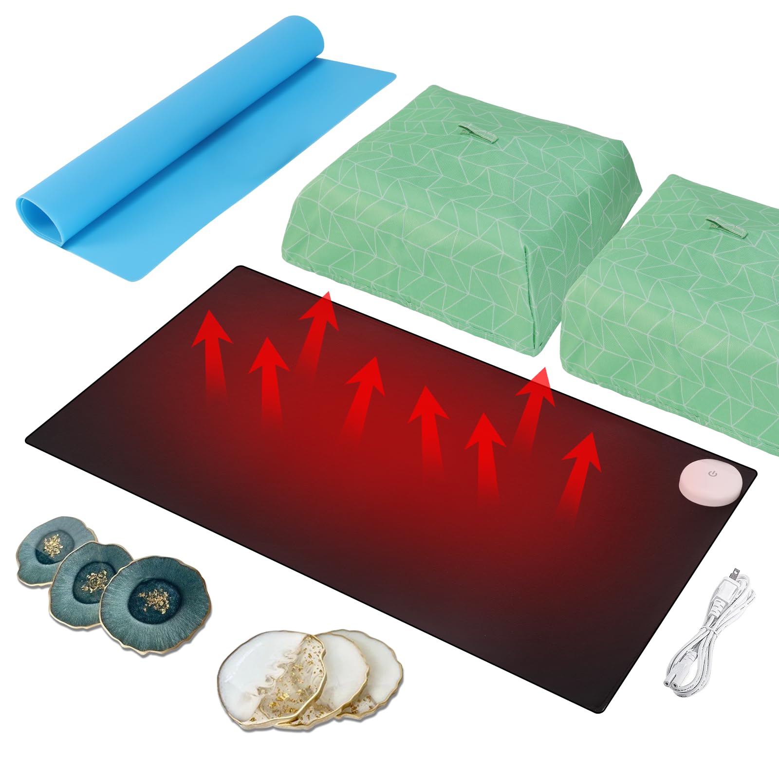 LAKIX Fast Resin Curing Machine,Large Resin Heating Mat with Timer and Cover, Silicone Mat for Perfect Resin Results, 4-Hour Auto Shut-Off Drying Pad for DIY Epoxy Resin