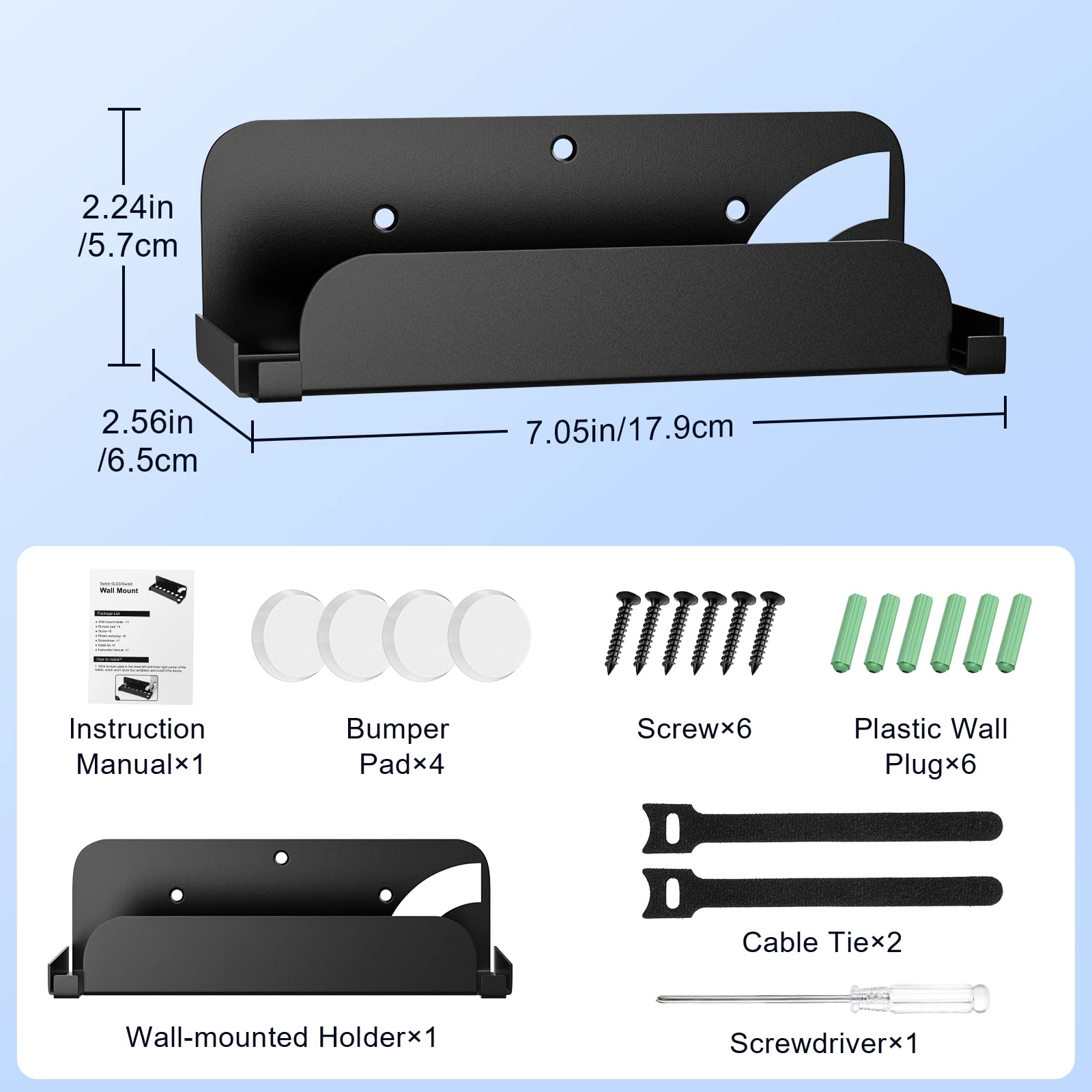 MoKo Wall Mount for Nintendo Switch/Switch OLED, Metal Wall Mount Bracket with Joy-Con Hooks, Airflow Gap Design Fast Heat Dissipation, Safely Store Your Switch Near or Behind TV, Black