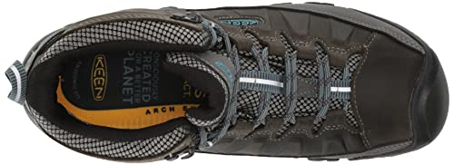 KEEN Women's Targhee 3 Mid Height Waterproof Hiking Boots, Magnet/Atlantic Blue, 9