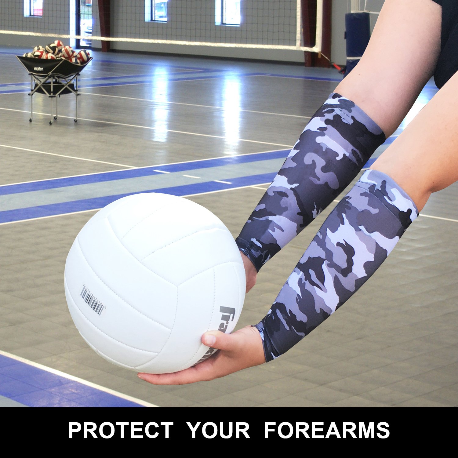 iM Sports ATTACKER Volleyball Forearm Compression Sleeves + Unisex + Made in USA - Silver - X-Small/Small - (pair of volleyball forearm sleeves)