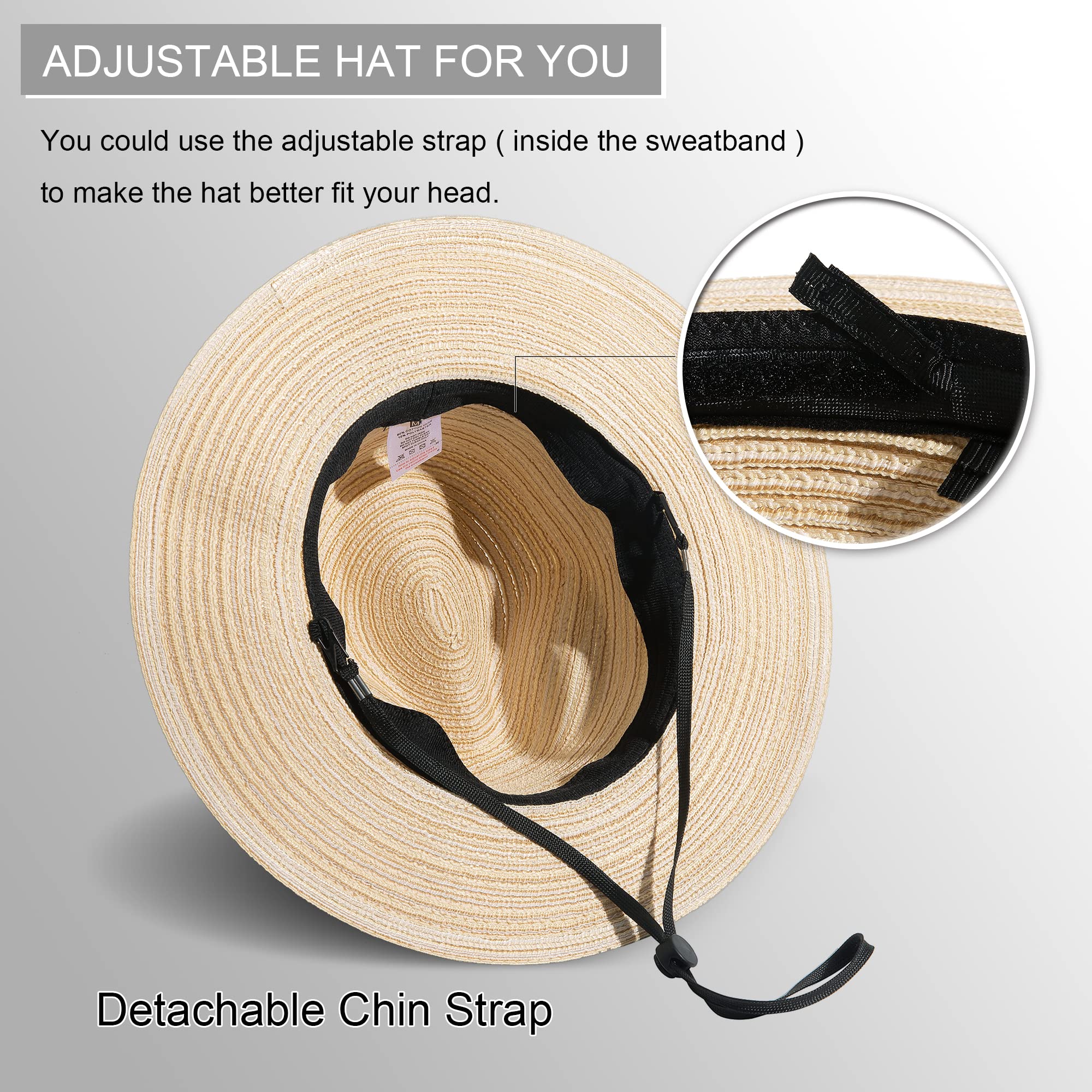 Lanzom Women Men Wide Brim Sun hat Packable Outdoor Hat for Hiking Foldable Summer Beach Hat UPF 50+(A-Beige, Medium)