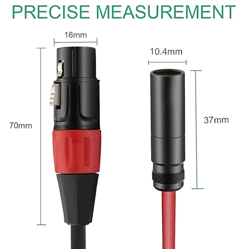 JOMLEY Mini XLR to XLR Cable,XLR Female to Mini XLR Male Microphone Audio Cable for Blackmagic Pocket 4K Camera Video Assist 4K - 1ft
