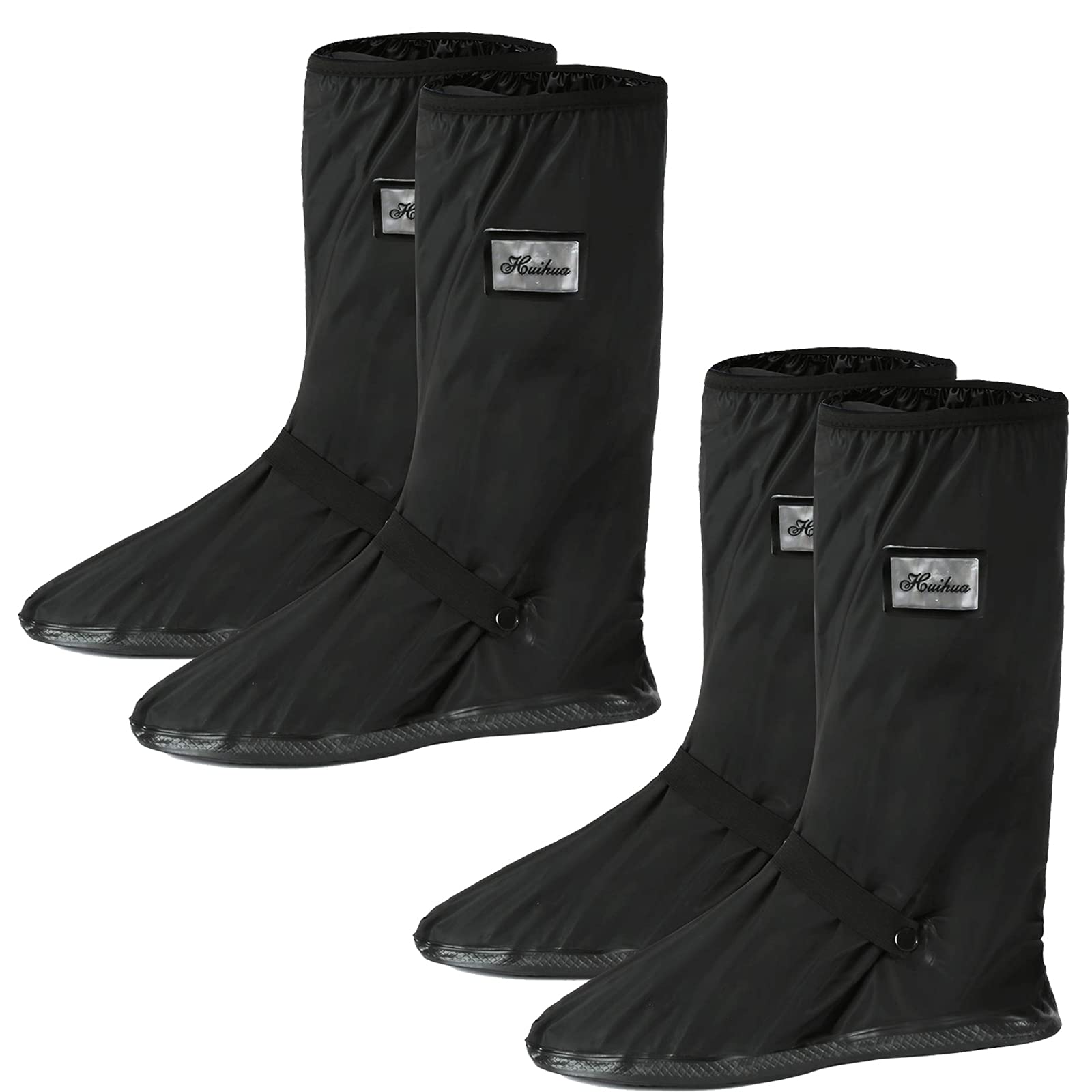 MAGICDESIGN 2 Pair Black Waterproof Shoes Covers, Motorcycle rain Gear for Men, Anti- Snow Rain Boot Covers with Reflector, Suitable for Gardening, Motorcycle, Cycling, Raining Day. XX-Large