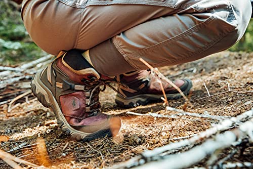KEEN Women's Ridge Flex Mid Height Waterproof Hiking Boots, Rhubarb/Black, 8.5
