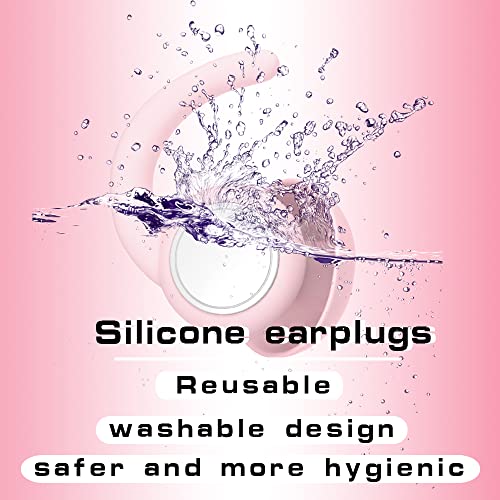 Noise Cancelling Earplugs for Sleep, Reusable Ear Plugs for Sleeping Snoring, Concerts, Swimming, Ear Plugs for Noise Reduction, Silicone Earplugs Sound Blocking Sleeping (Pink)