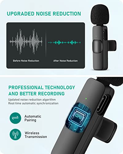 KEYOXY Wireless Lavalier Microphone, 2-in-1 Wireless Microphone for iPhone/iPad/Android/Laptop (iPhone)