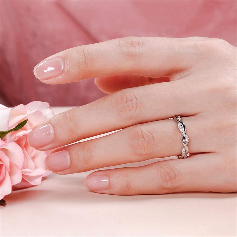 Jeulia Moissanite Twist Round Cut Gold Band for Engagement Anniversary Eternity Promise Wedding Band Ring Set With Jewelry Box (Sterling Silver, 6)
