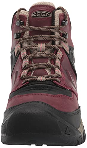 KEEN Women's Ridge Flex Mid Height Waterproof Hiking Boots, Rhubarb/Black, 7.5