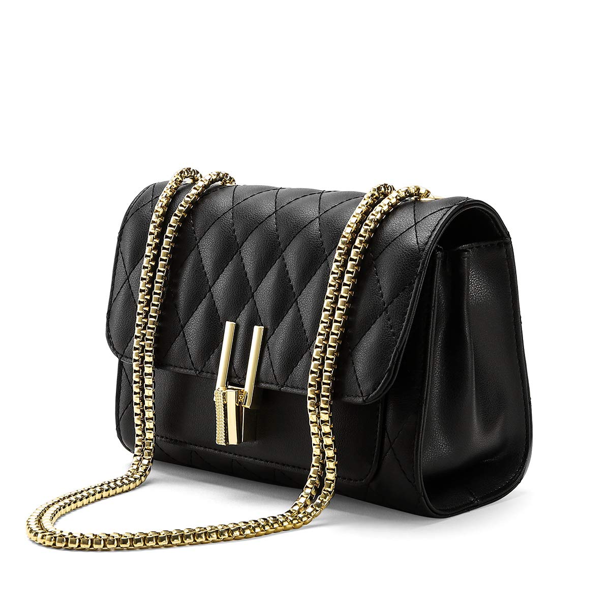LAORENTOU Cow Leather Small Crossbody Bags for Women Quilted Handbag Purse with Chain Strap Shoulder Purse Clearance