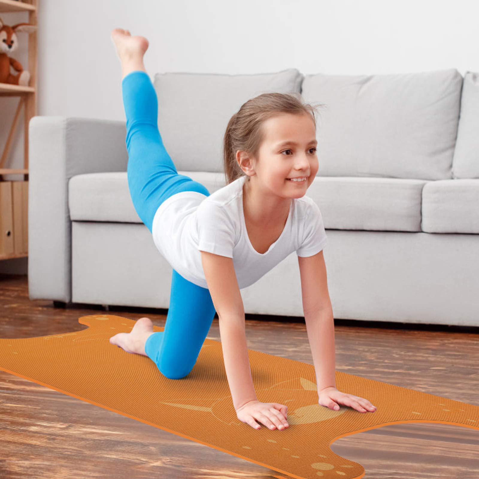 Kids Yoga Mat for Toddlers with Unique Fox Design Exercise and Playtime for Babies and Young children(60" L x 24" W x 3mm Thick) (FOX2)