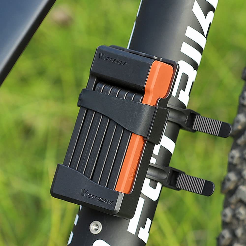 MengK Compact Folding Bike Lock Anti-Theft Chain Lock Heavy Duty Secure Guard with 3 Keys for Bike Electric Bike/Scooter