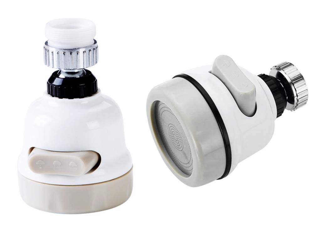 Kinteshun Tap Faucet Shower Head,360°Rotating Water-Saving Faucet Valve Booster Filter Universal Splash-Proof Nozzle Sprayer,3 Modes Adjustment(Pack of 2pcs)