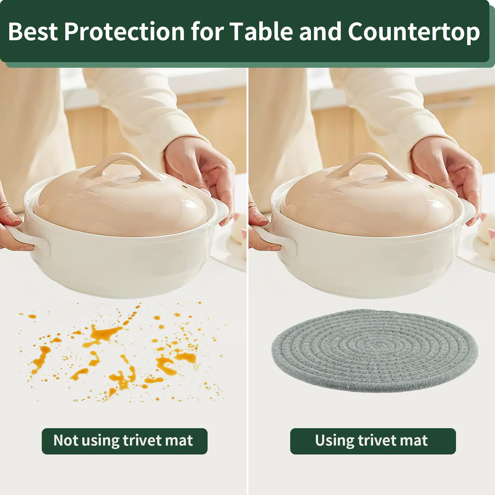 Trivets for Hot Dishes, 7 Inch Trivets for Hot Pots and Pans, 4 Pack Hot Pots and Pans Pad, Pot Holders for Cooking and Baking, Potholders Set Kitchen Essentials for New Home
