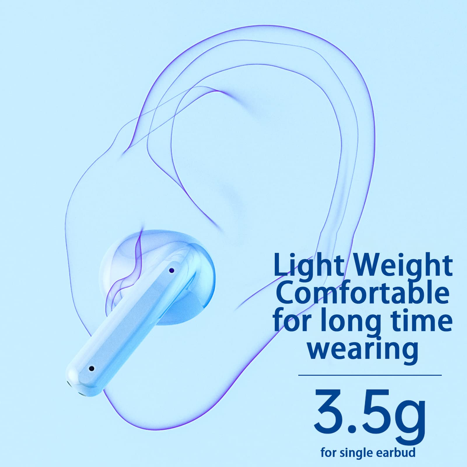 Xmenha Wireless Earbuds Touch Control Long Endurance Headphones Waterproof Small Invisible Bluetooth Headphone Earpiece Noise Reduction Headset Sports Bluetooth 5.1 Earphones for iPhone/Android