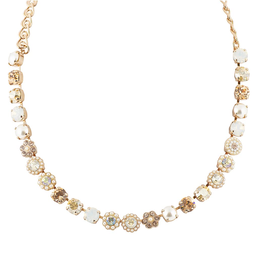 Mariana Cookie Dough Flower Necklace, Rose Gold Plated Crystal, 18"