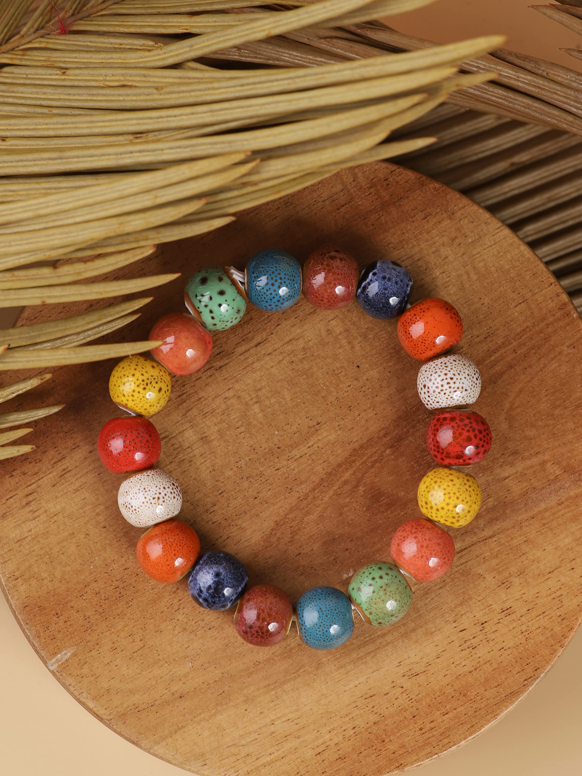 MINACHI Bohemian Colorful Round Beads Bracelet, Boho Jewelry Gift for Women