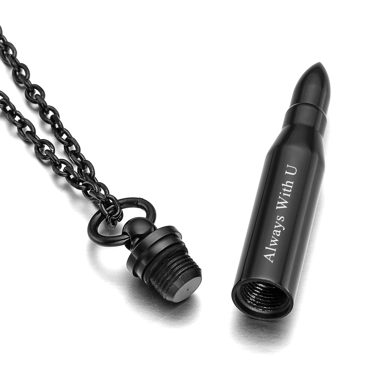 Jovivi Free Engraving - Personalized Custom Urn Necklaces for Ashes Bullet Container Stainless Steel Pendant Cremation Jewelry Memorial Keepsakes