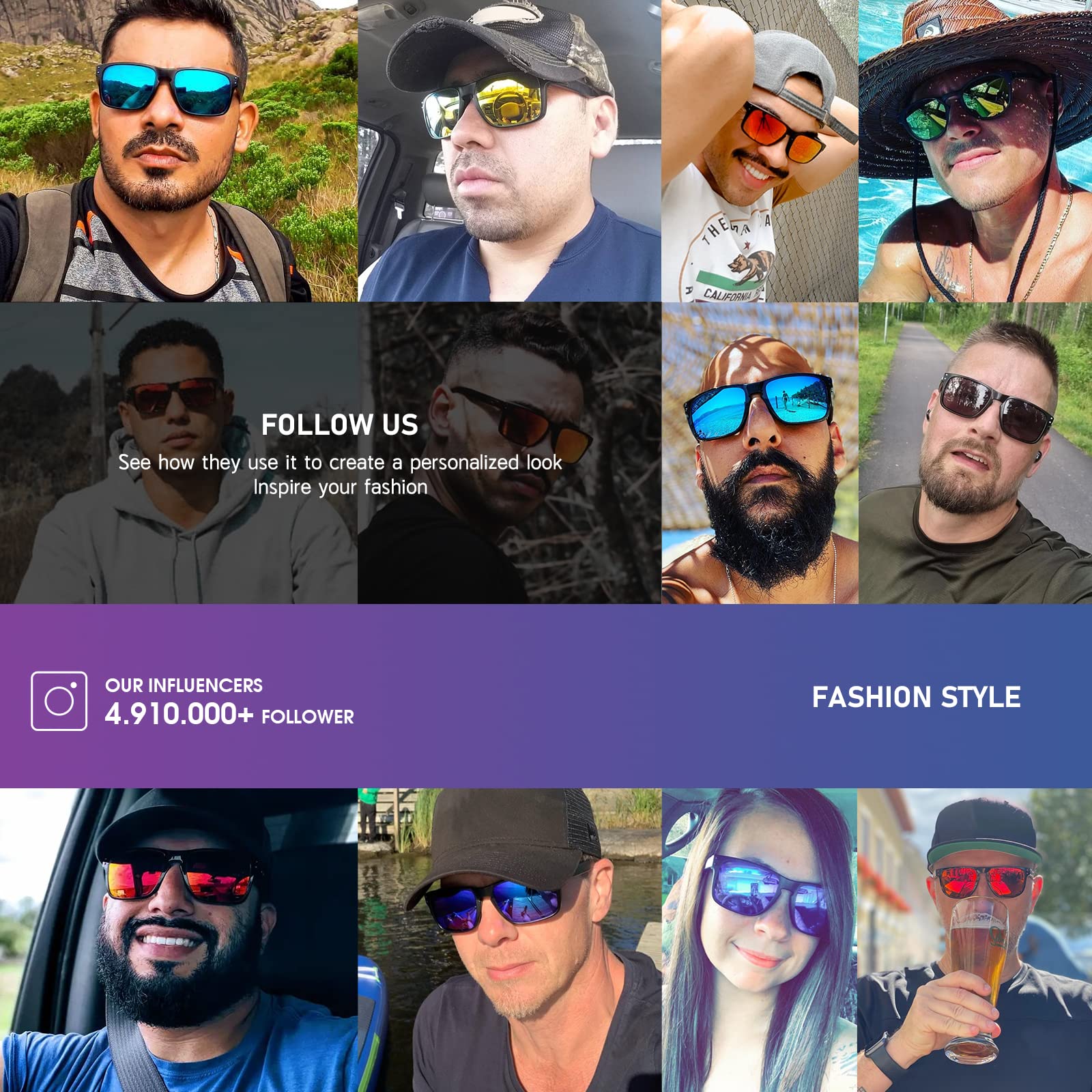 Polarized Sunglasses Men Womens - Retro Square Sun Glasses for Fishing Driving UV Protection