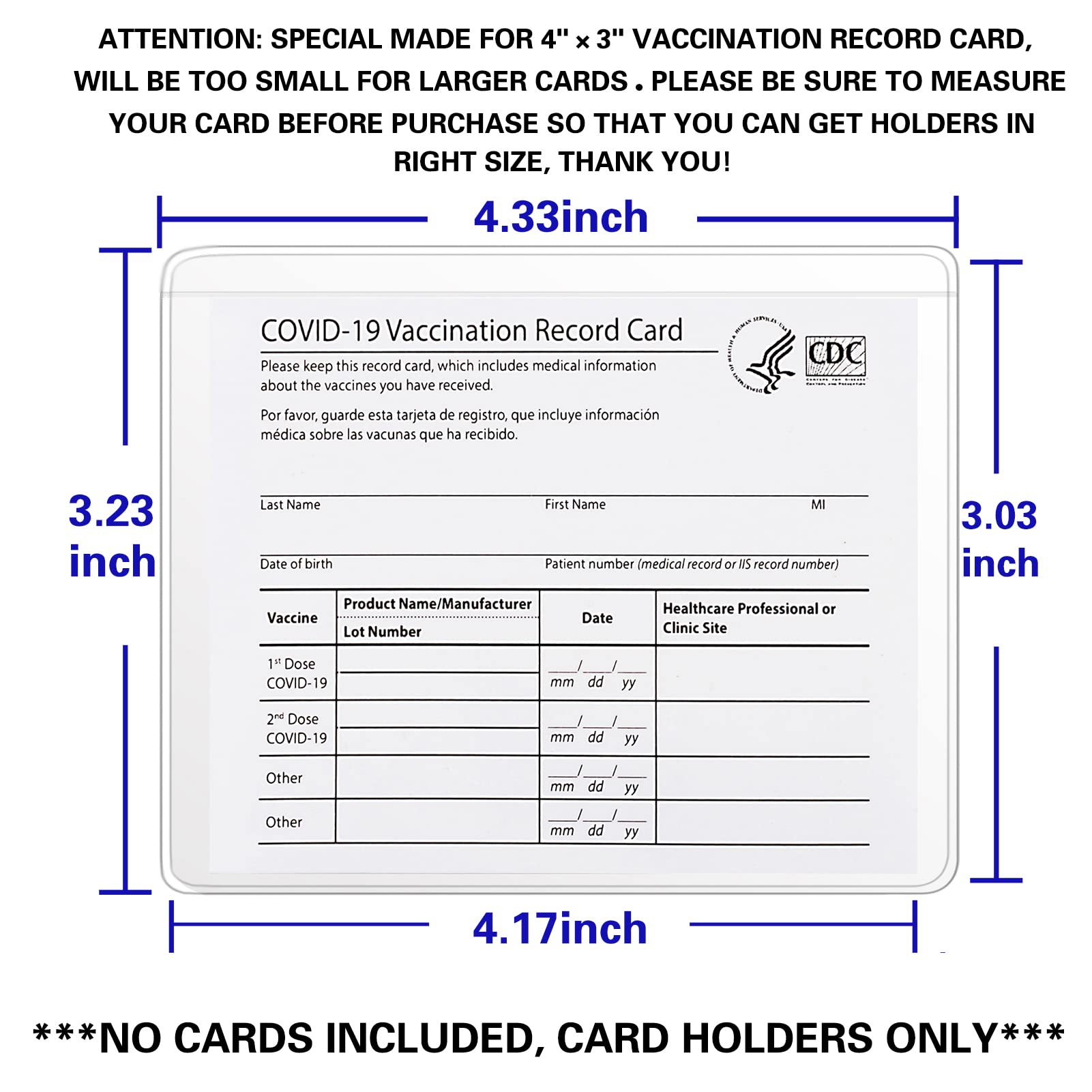 Mljsh Vaccine Card Holder Scratchproof, 5-Pack Vaccine Card Protector 4×3 inches, CDC Vaccination Card Protectors,Clear Plastic Immunization Record Card Sleeves,Smaller Vax Vaccinate Card Cover Case