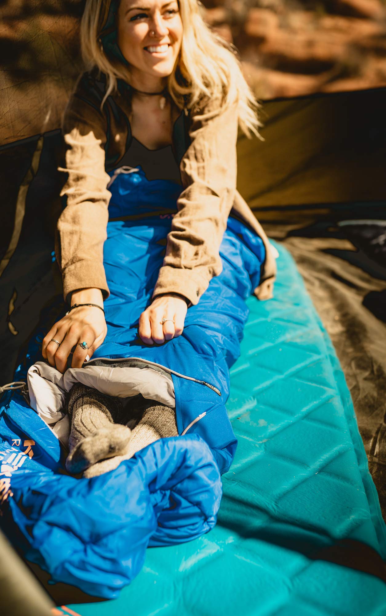 Kelty Rambler 50 Degree Synthetic CloudLoft Insulated Sleeping Bag, Unzips Completely to A Blanket, Anti-Snag Zipper & More, Regular Fired Brick