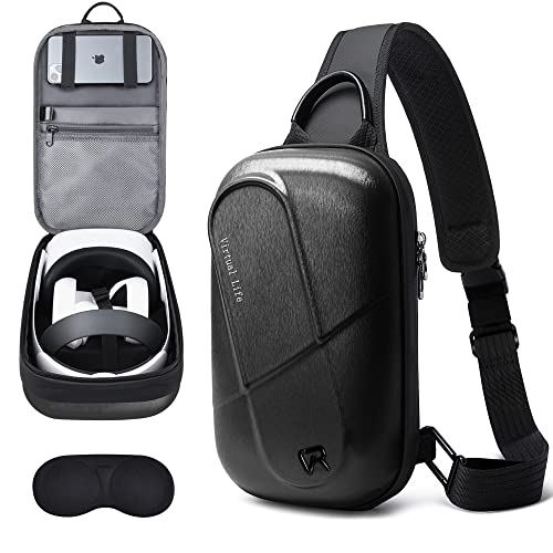 Piskyet Detachablea VR Backpack Case/Official Elite Strap Carrying Case, Hard Travel Case - Brushed Black