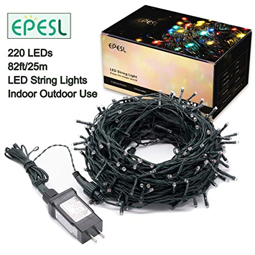 Indoor Christmas String Lights - 220 LEDs 82ft/25m Memory Function 8 Modes End-to-End Plug in Outdoor Waterproof Decorative Fairy Twinkle Xmas Lights for New Year/Tree/Wedding/Patio/Home - Warm White