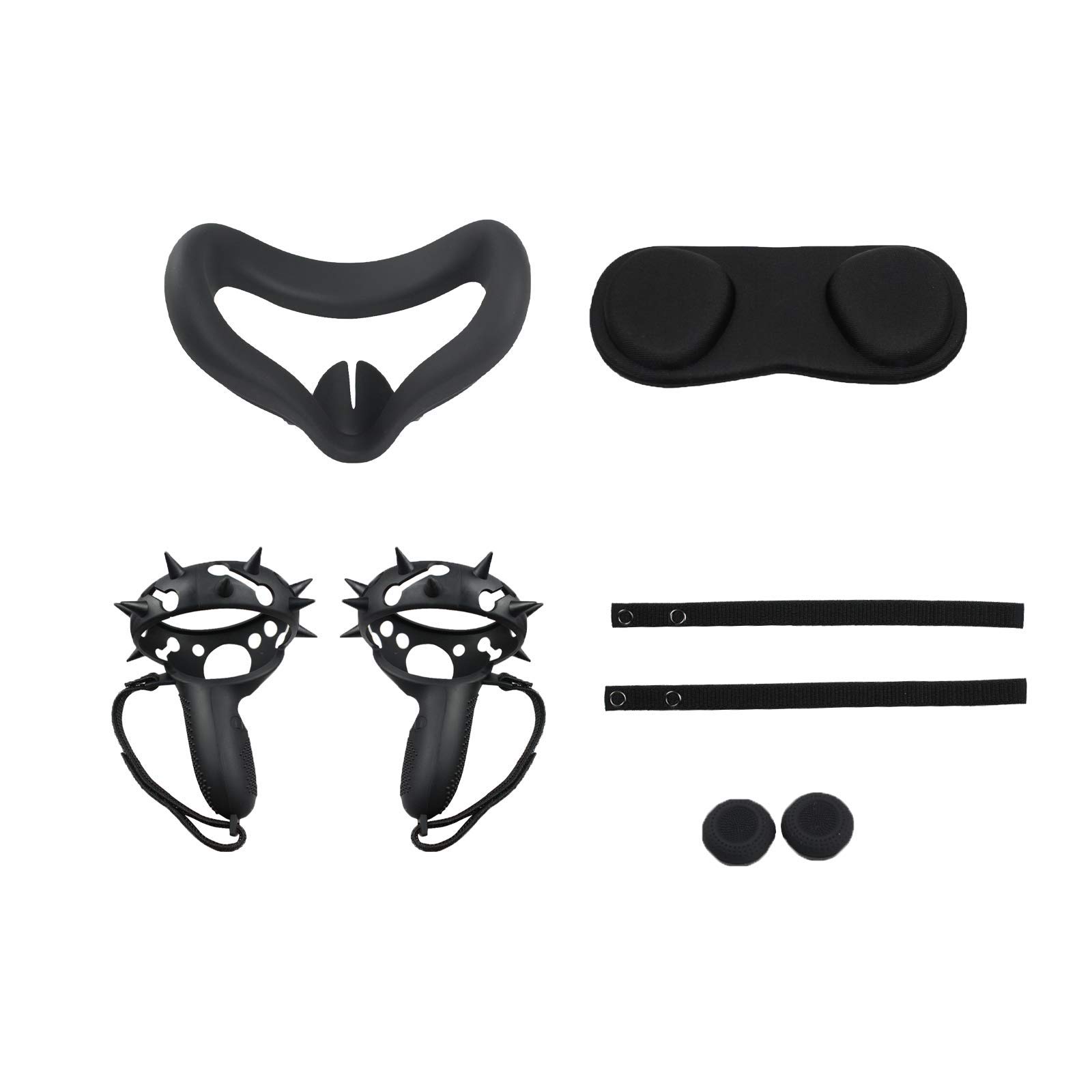 Liphontcta Touch Controller Grips Cover Skin for Oculus Quest 2, Accessories with VR Silicone Face Mask Pad, Adjustable Knuckle Straps, Lens Protective Cover, Accessories Set for Oculus Quest2