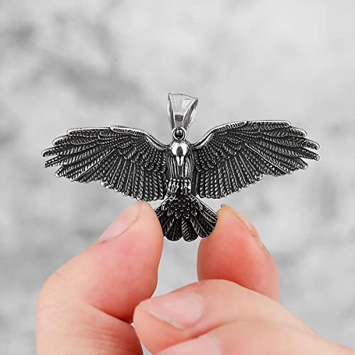 Retro domineering original design crow eagle stainlesteel unisex pendant necklace party gift 7B022