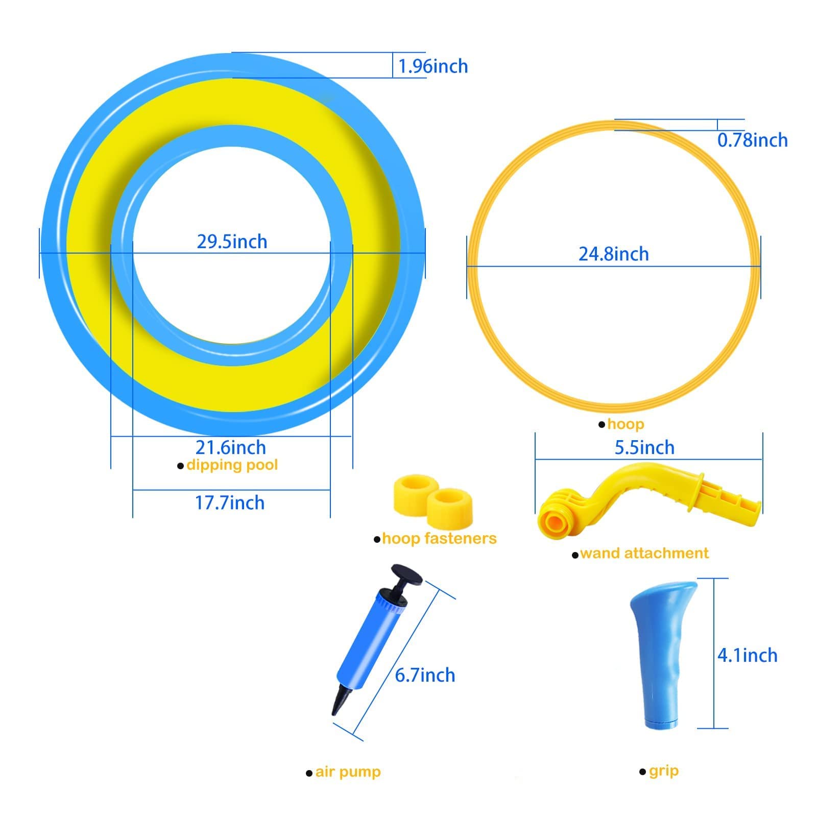Kid in a Bubble Toy Giant Bubble Wand Big Bubbles Hoop with Dipping Pool Tray, Fun Outdoor Toys Playtime Activity Summer Toy Set for Kids and Adults Birthday Party Game (Basic Kit)