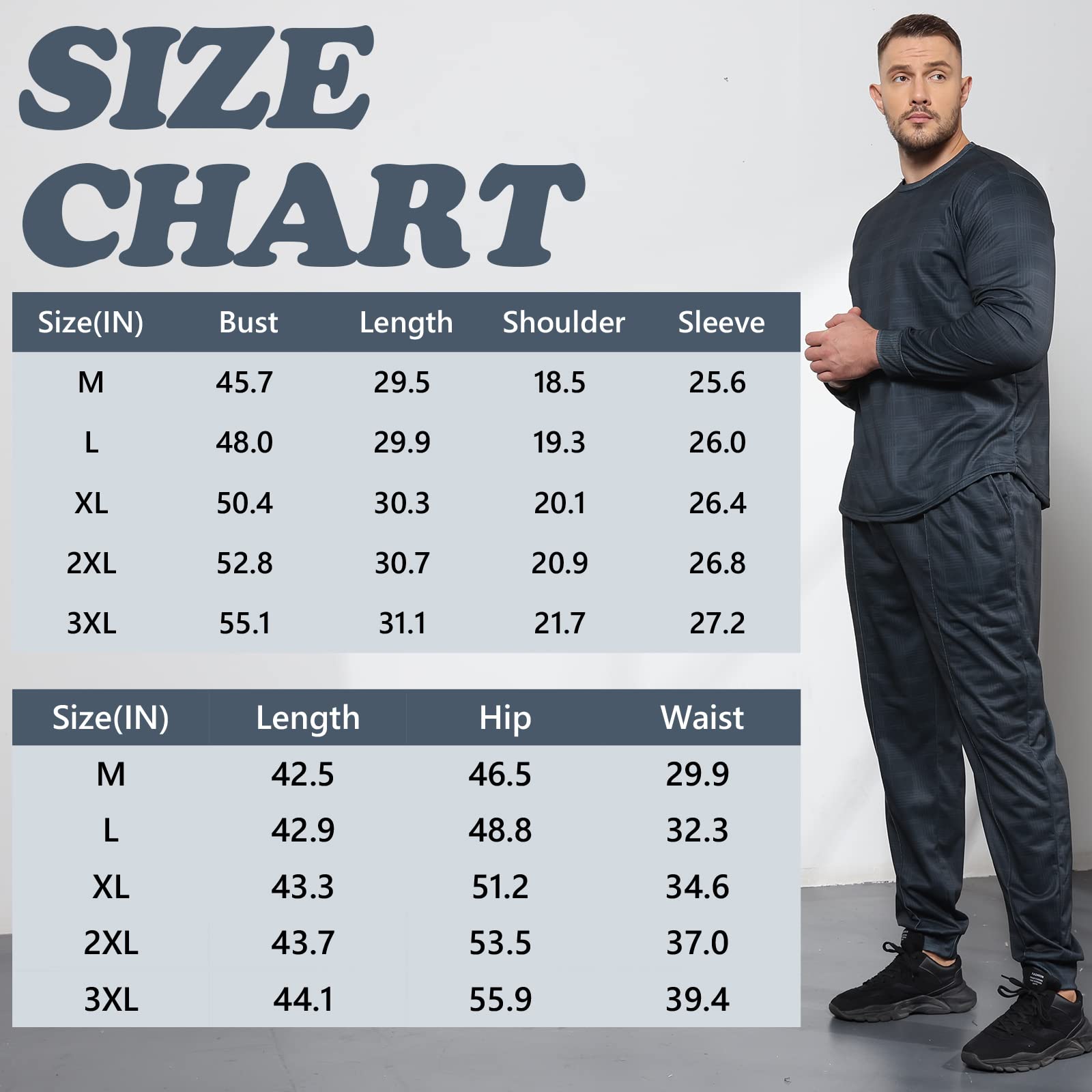 Mens 2 Piece Outfits Long Sleeve Shirts Athletic Sweatpants Casual Winter Plaid Tracksuits Brown L