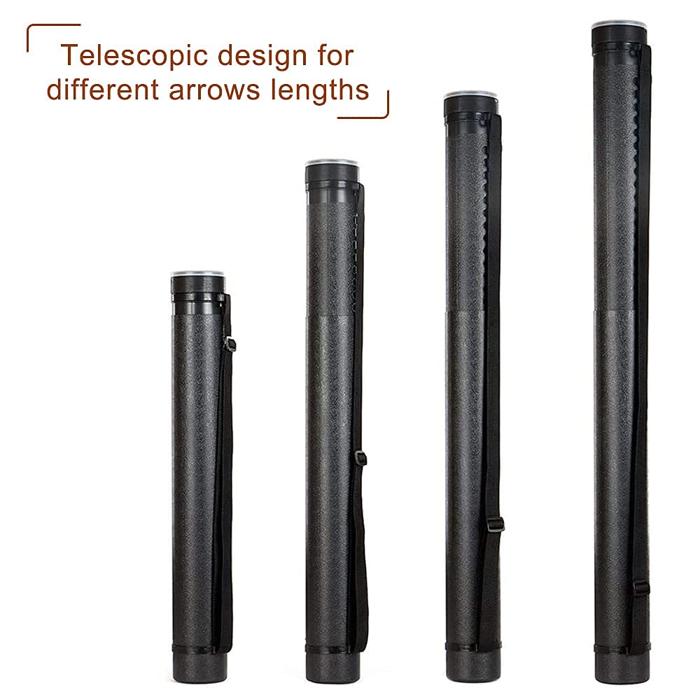 Huntingdoor Archery Arrow Tubes Telescopic Arrow Holder Back Quiver Arrow Case Carrier Adjustable Shoulder Strap Belt with Arrows Rack and 2 EVA Foam Separator