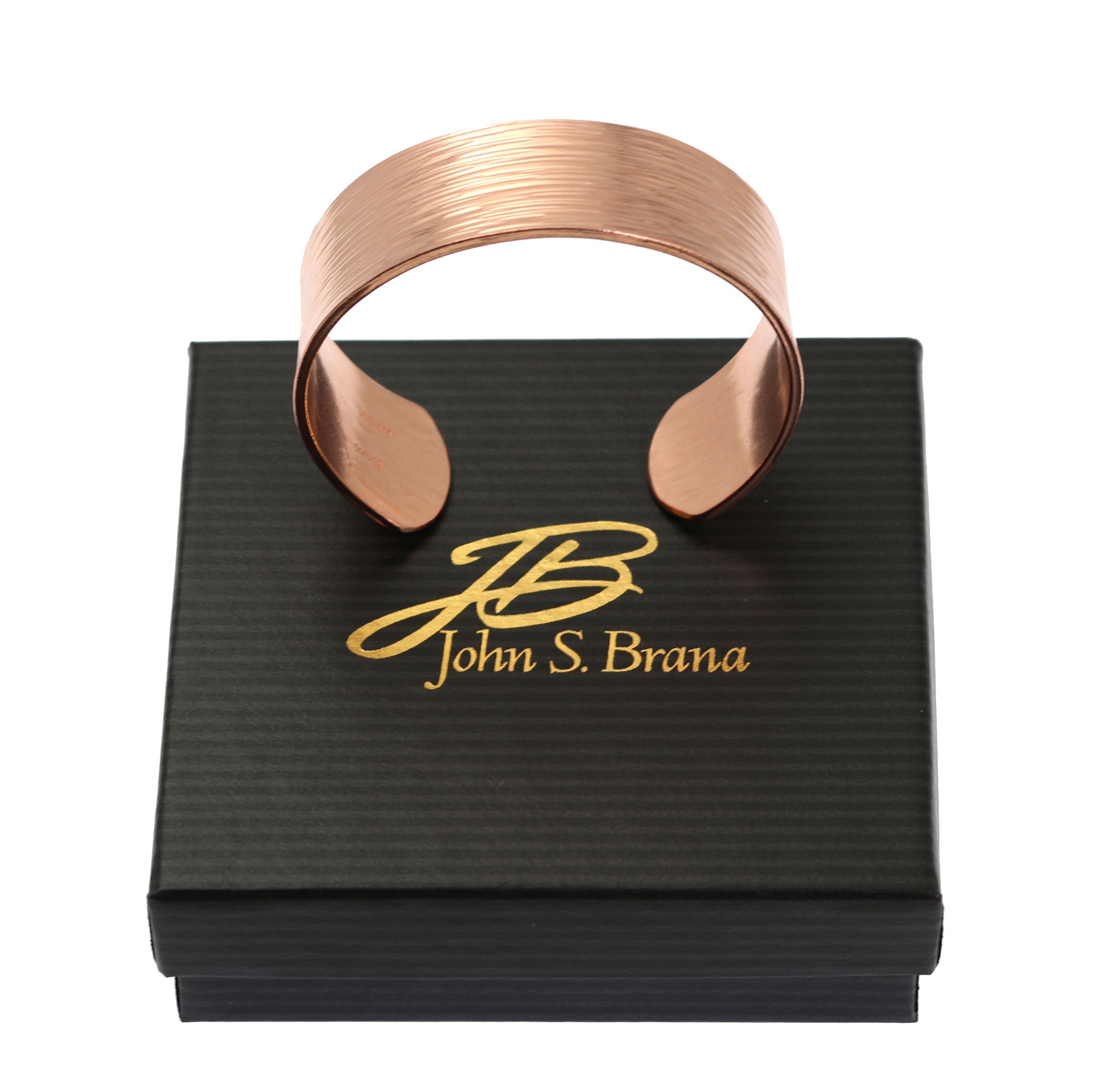 John S. Brana Chased Copper Cuff Bracelet Handmade Jewelry - 100% Solid Uncoated Copper (6.5 Inches)
