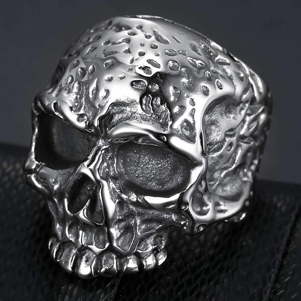 Jude Jewelers Stainless Steel Gothic Skull Vintage Antique Style Cocktail Party Holiday Statement Biker Ring (Silver, 8)