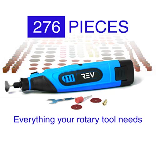 REV Rotary Tool Accessories Kit 276pcs Universal Fitment For Easy Grinding Sanding Carving Drilling Polishing Cutting Sharpening Cleaning Set DIY