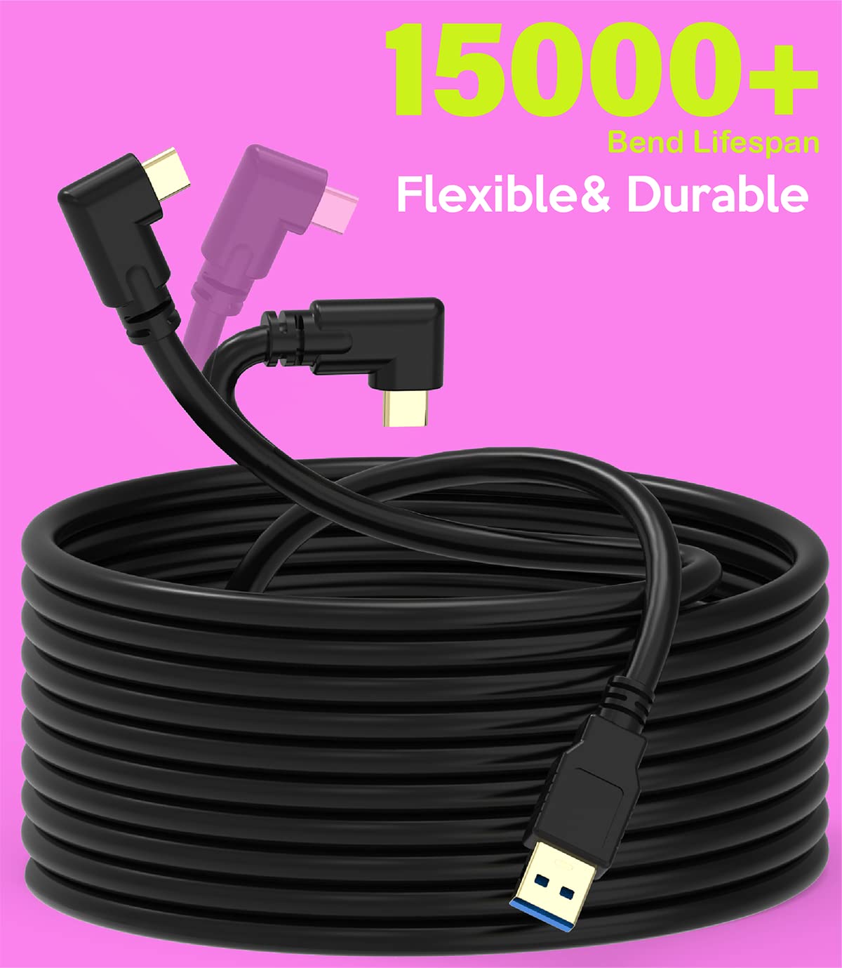 Link Cable for Oculus Quest 2, Virtual Reality Headset Cable for Oculus Quest 2, Steam VR, Fast Charing High Speed PC Data Transfer USB 3.0 to USB C - 10FT (3M)