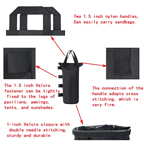 JSJHE canopy tent weight bag for pop up canopy Heavy Duty Sandbag for Backyard,Outdoor Patio,Sports (6pcs-round, black)