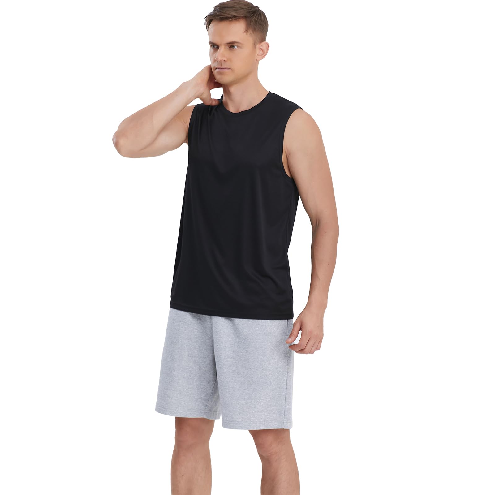 Mens 4-Pack Crew Short Sleeve Active Quick Dry T-Shirts, Athletic Running Gym Workout Sports Tee Shirts for Men (Black/Black/Royle Blue/Light Grey, S)