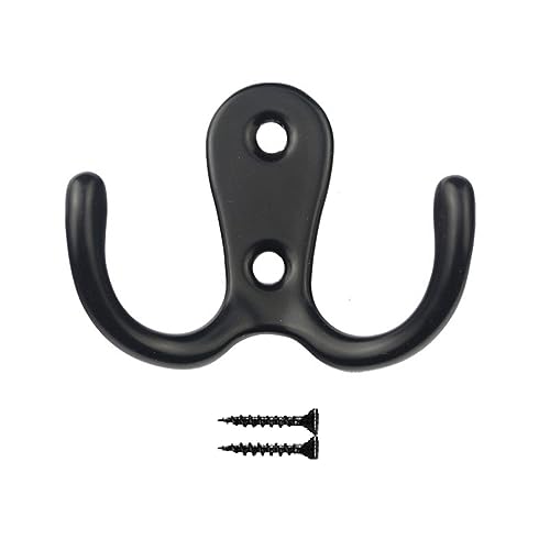 INEOUT Hangers 10Pcs Wall Hooks Dual Prong Door Hangers with Mounting Screws for Hanging Coat Robe Clothes Hat Keys Heavy Bag