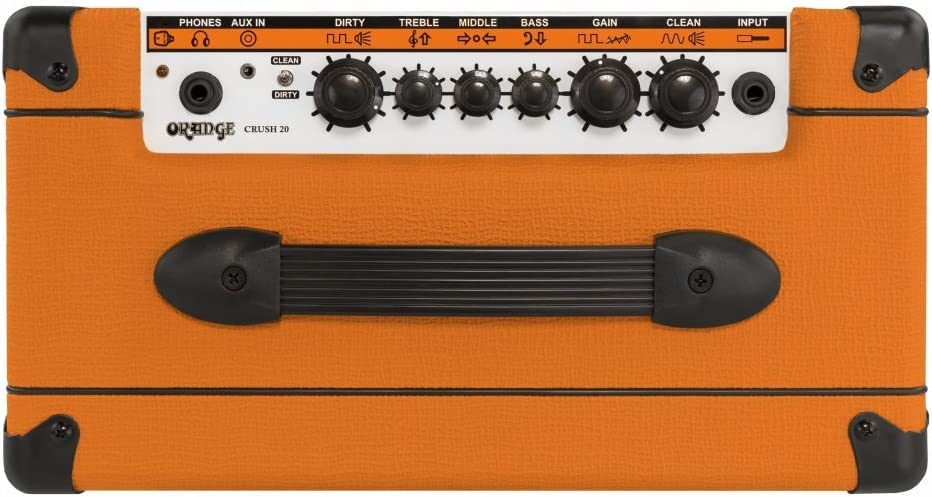 Orange Crush 20 Guitar Combo Amp Bundle w/Pig Hog Woven Instrument Cable, Power Cable and Liquid Audio Polishing Cloth (3 Items)
