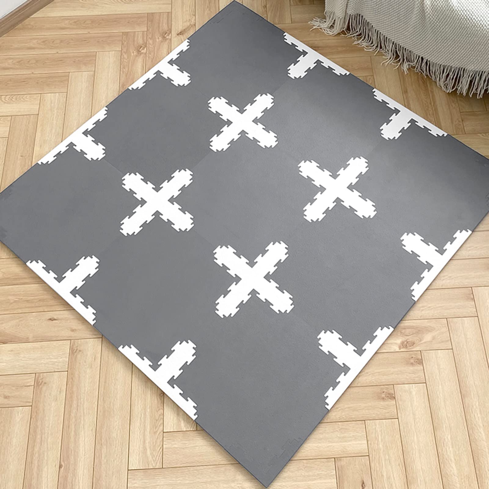 Interlocking Foam Tiles 9 Piece Foam Flooring Tiles/Exercise Floor Mat, Multipurpose Comfortable Interlocking Exercise Foam Mats for Home Gym Studio, Easy to Install (Color : Grey)
