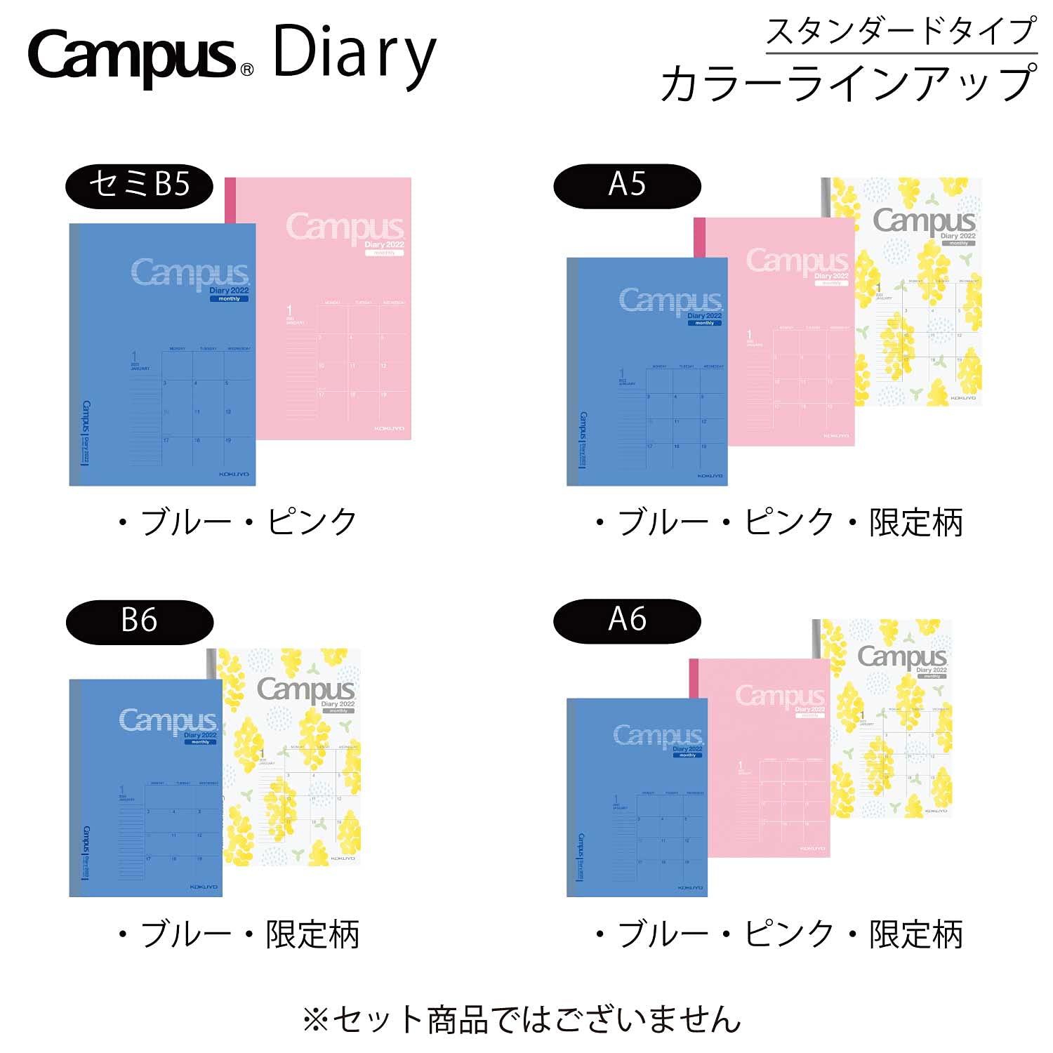 KOKUYO Campus Diary Notebook 2022 A5 Monthly Type, Blue (ニ-CMB-A5-22)