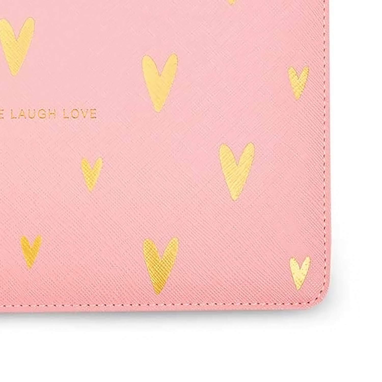 KATIE LOXTON Gold Print Live Love Sparkle Womens Medium Vegan Leather Clutch Perfect Pouch Pink Hearts