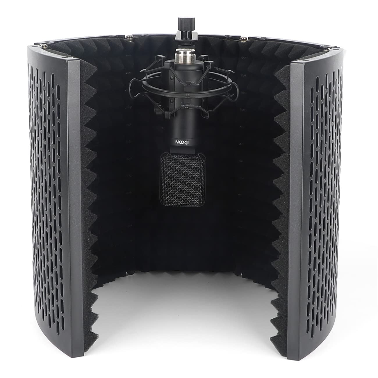 Microphone Isolation Shield [5 Panels Curved Upgrade], Desktop Isolation Shield for Blue Yeti/Shure MV7/SM7B/ATH2020 and Other Mics, High Density Absorbent Foam, by IDoon