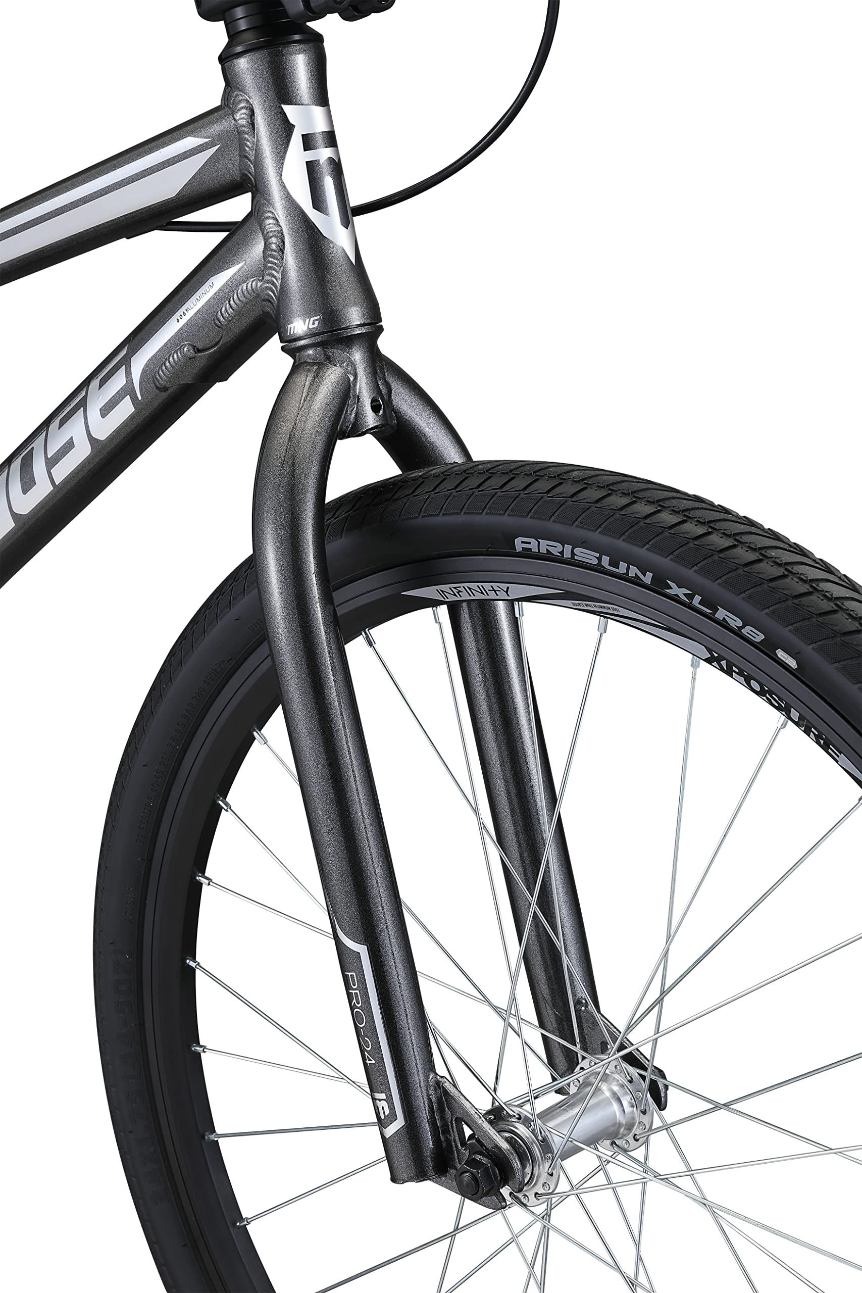 Mongoose Title Pro XXL BMX Race Bike, 24-inch Wheels, Beginner Riders, Lightweight Tectonic T1 Aluminum Frame and Internal Cable Routing, Charcoal